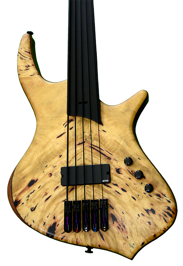 Napoleon Deluxe 5 Fretless - Buckeye Burl (Asteroid Field) - Cortex Bass