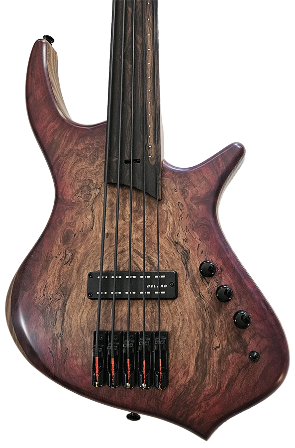 Napoleon Deluxe 5 FRETLESS - Spalted Walnut (Pink Burst) - Cortex Bass